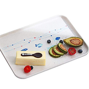 Cabilock Wheat Straw Dinner Plate 1pc Decorative Serving Trays Coffee Table Tray Wood Tea Plate Wheat Straw Tray Safe Serving Tray Dessert Tray Dinner Plate Fruit