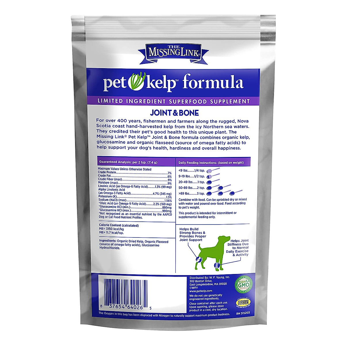 The Missing Link Pet Kelp Canine Joint & Bone 8oz Superfood Powdered Supplement, Organic & Limited Formula Supports Mobility for Adult & Senior Dogs