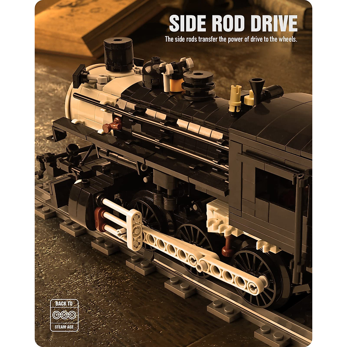 Nifeliz CN5700 Steam Train Building Kit and Engineering Toy, Collectible Steam Locomotive Display Set, 1：38 Scale Model Train Building Kit with Train Tracks, Top Present for Train Lovers (1136 PCS)