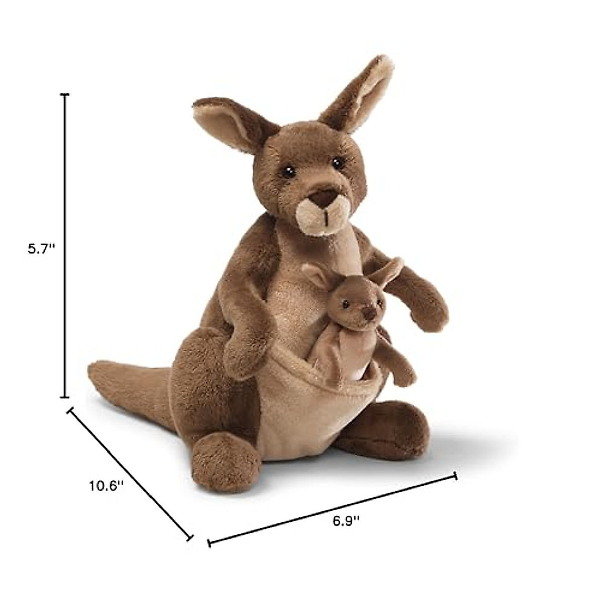 GUND Jirra Kangaroo with Removable Joey Plush, Stuffed Animal for Ages 1 and Up, Brown, 10”