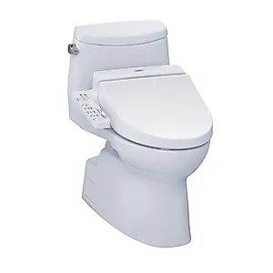 TOTO MW6142034CEFG#01 WASHLET+ Carlyle II One-Piece Elongated 1.28 GPF Toilet and WASHLET C100 Bidet Seat, Cotton White