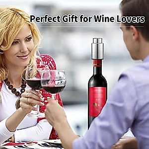 Wine Bottle Stoppers，2-in-1 Vacuum Wine Stopper，Stainless Steel Wine Savers, Reusable Wine Preserver, Vacuum Pump Corks Keep Wine Really Fresh, Best Gift Accessories,Hanlomele(1 Pack) (Silver)