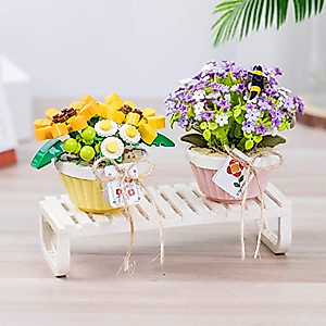 QLT Mini Bricks Flower Mini Sunflower Bonsai Tree Building Block Set 2PCS Botanical Collection Construction Building Toy, Creative Gift for Her Girls Women Adults 6+（Not Compatible with Lego Set ）