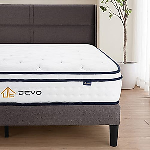 Devo Full Mattress,10 Inch Medium Firm Feel Hybrid Mattress in a Box, Memory Foam & Individually Wrapped Pocket Coils Innerspring Hybrid Mattress with Motion Isolation and Pressure Relief, CertiPUR-US