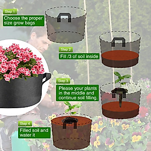 venrey 6-Pack 3-Gallon Plant Growing Pot Bags with Handles and 20 Pcs Labels, Outdoor/Indoor Garden Fabric Grow Bags, Heavy Duty 300G Thickened Aeration Nonwoven Cloth