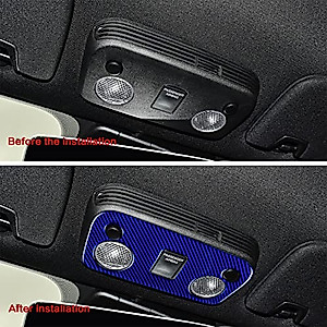 YAMUDA Compatible with 1PCS Carbon Fiber Sticker Car Roof Lamp Reading Lamp Panel Decoration Sticker for Ford Mustang 2015 2016 2017 2018 2019 2020 2021(Blue)