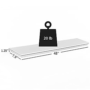 WELLAND 8" Deep Floating Shelves Wall Mounted Shelf (White, 48inch)