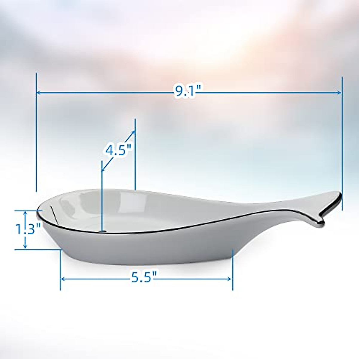 LotFancy Spoon Rest, Ceramic Spoon Holder for Kitchen Counter, 9.1 (L) x 4.5(W), Large Spatula Holder for Stove Top, Farmhouse Utensil Rest for Ladle, Teaspoon, Whale Shape