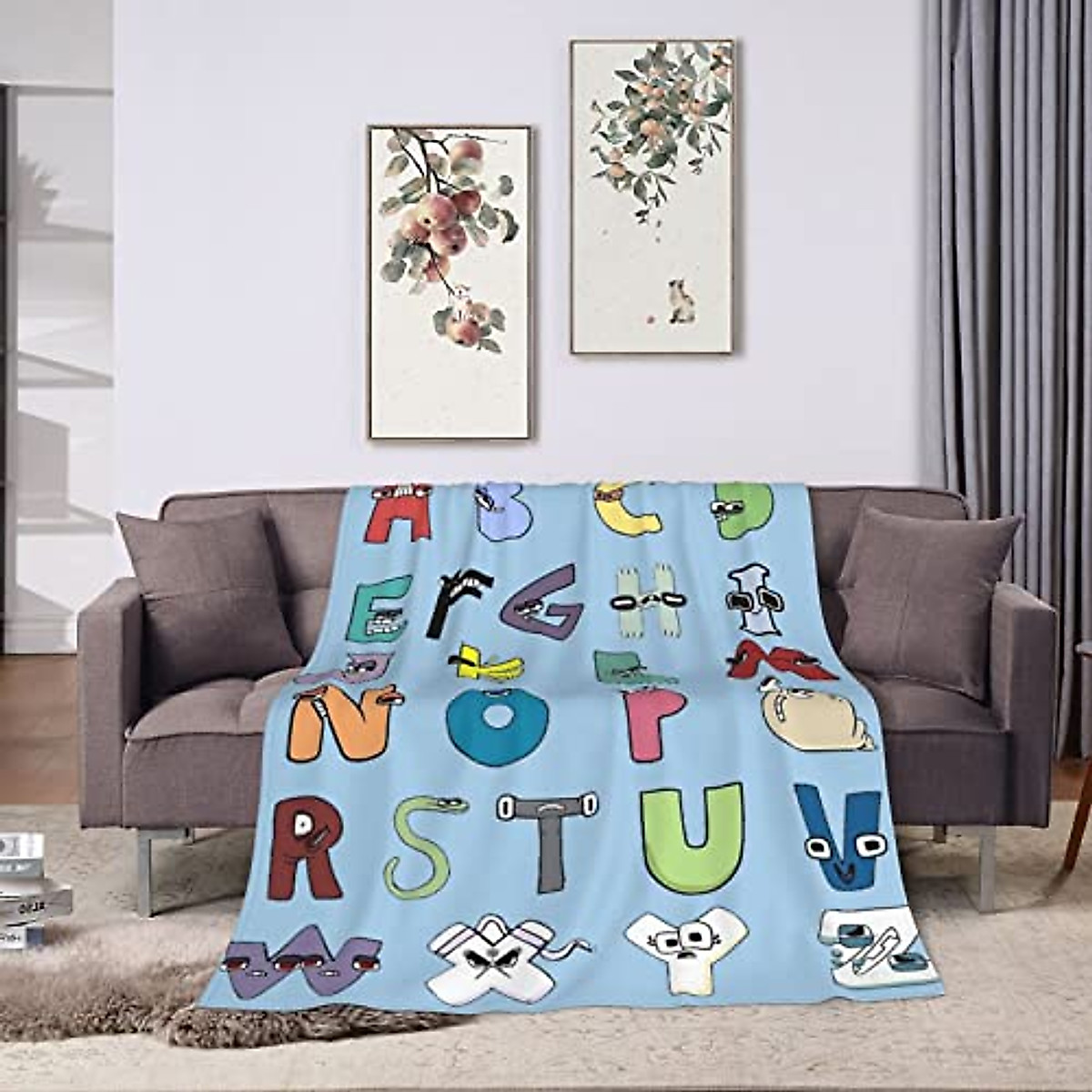 Alphabet Lore Blanket,Soft Flannel Blanket Air Conditioner Blanket Sofa Blanket Anti Pilling Throw Blanket (1, 50"x40")