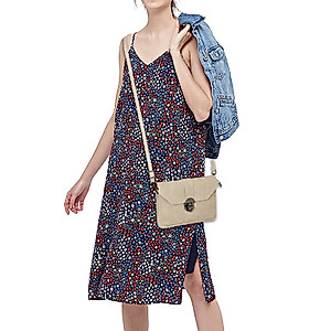 TENXITER Small Purses for Women Vegan Leather Crossbody Cell Phone Bags Wallet (Beige)