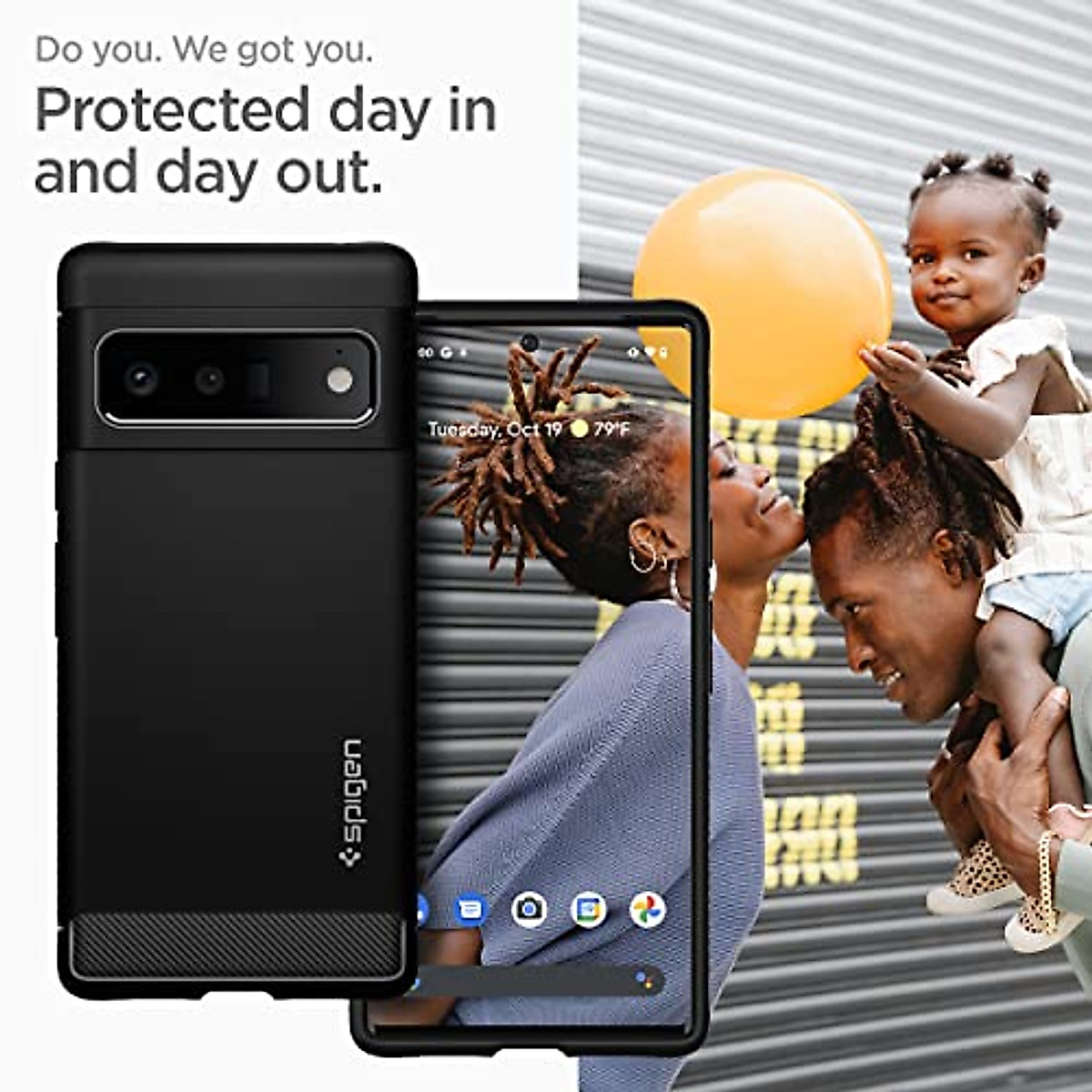 Spigen Rugged Armor Designed for Google Pixel 6 Pro Case (2021) - Matte Black