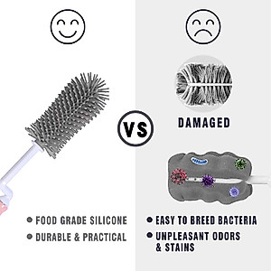 Silicone Bottle Brush Cleaner, Soft Silicone Baby Bottle Brush for Cleaning Water Bottles, Baby Bottles, Glasses Cups, Wine Glass, Food Jars (Pink)