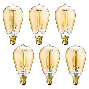 New orange heart Vintage Edison Light Bulbs, E12 Candelabra Light Bulbs, 40W Dimmable Incandescent Bulb, 110-130v, ST45 Squirrel Cage Filament Edison Bulb for Home Light Fixtures Decorative 6-Pack