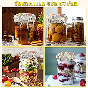 Rooster Floral 5- Pack Cloth Covers for Sourdough Starter Jar, Cloth Jar Covers Reusable Cloth Lid Top Cover Sourdough Proofing Bowl Cover Bread Fermentation Baking Supplies for 3-4 Inch Jar Mouth