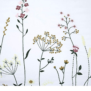 YINFUNG White Flower Duvet Cover Set Queen Floral Cotton Pink Flowered Spring Elegant Wildflower Embroidered Pretty Botanical French Country Textured 90x90 Garden Girls Cottage 3PC Zip Bedding Set