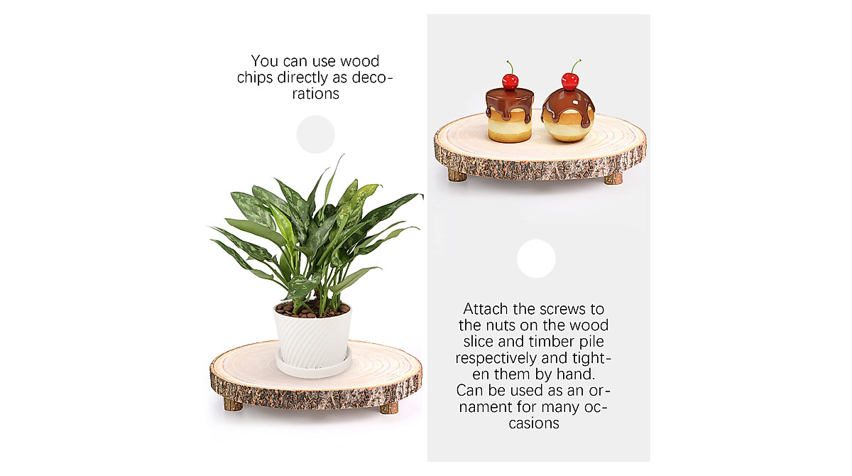 Caydo Wood Slices with Legs for Wedding & Party Decor