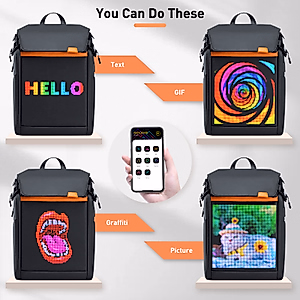 Gelrova Laptop Backpack with LED Display, DIY Fashion Backpack, Waterproof Cycling Hiking Travel Backpack with LED Turn Signal, Gift for Men Women Fits 15.6 Inch Laptop (Black)