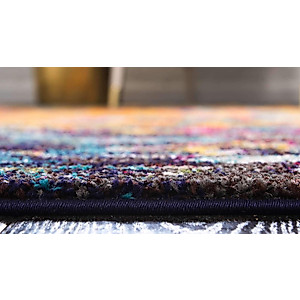 Unique Loom Estrella Collection Dark Colors, Modern, Abstract, Distressed Area Rug, 7 ft x 10 ft, Multi/Navy Blue