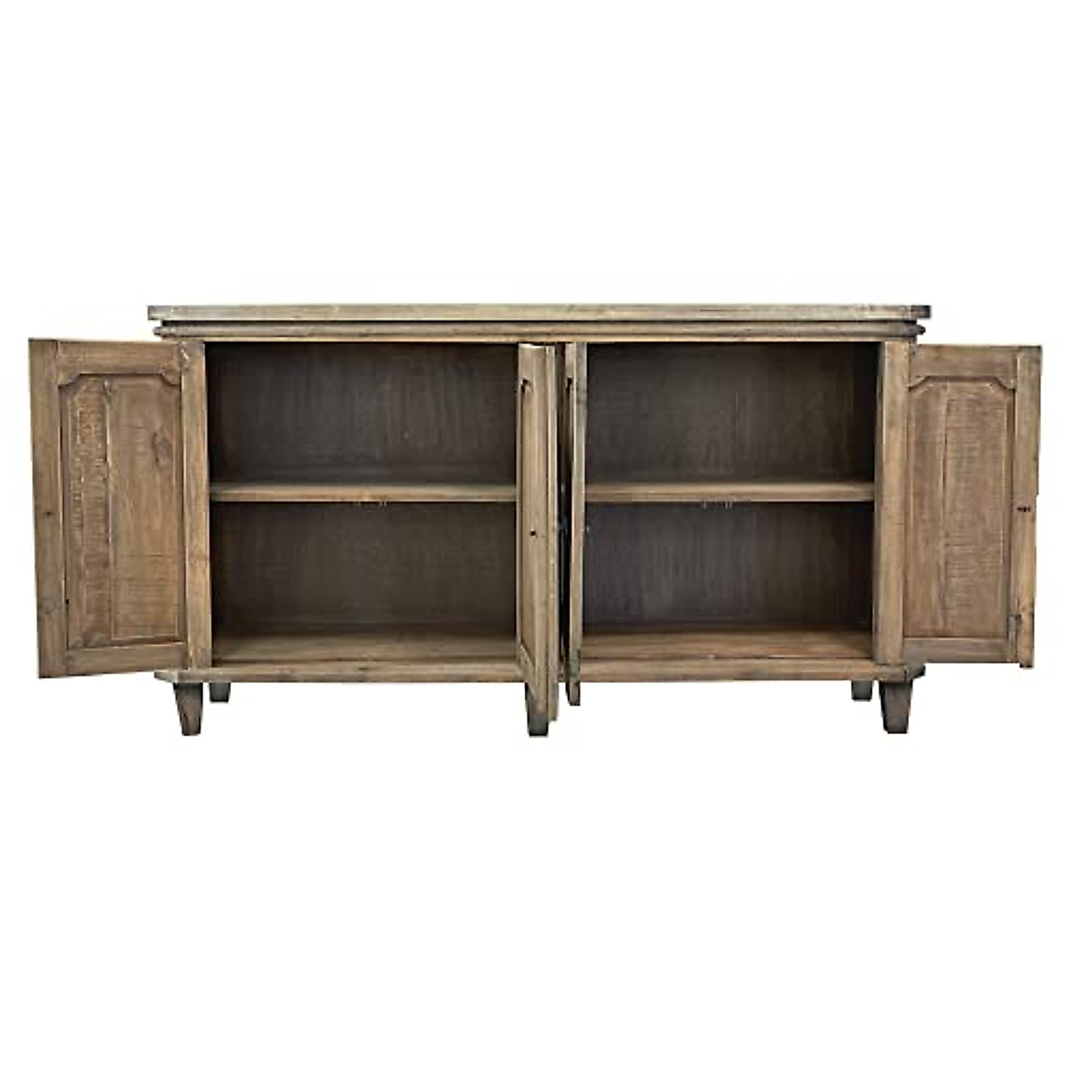 Sunset Trading Cottage 71" Panel Door Credenza | Driftwood Brown Solid Wood Fully Assembled Cabinet Sideboard