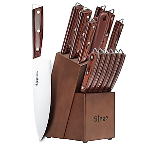 Knife Set,15-Piece Kitchen Knife Set with Block Wooden, Knife Block Set with High carbon stainless steel, Professional Chef Knife Set for Kitchen