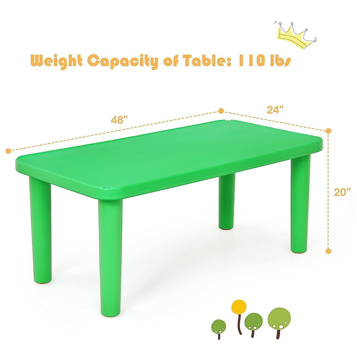 Costzon Kids Plastic Table, Portable Plastic Learn and Play Table for School Home Play Room, Activity Play Table (Table)