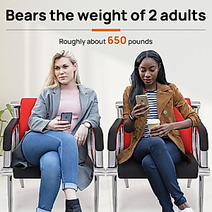 Walmokid Waiting Room Chairs with Armrest, PU Leather Office Furniture, Lobby Conference Reception Chairs, Office Guest Seating for Clinic,Airport,Hospital,Barber,Salon,Bank(Red&Black, 2)