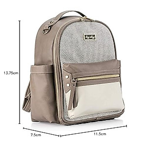 Itzy Ritzy Mini Diaper Bag Backpack – Chic Mini Diaper Bag with Changing Pad, 8 Total Pockets (4 Internal and 4 External), Grab-Top Handle and Rubber Feet (Vanilla Latte)