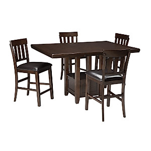 Signature Design by Ashley Haddigan Traditional Rectangular 36" Counter Height Dining Extension Table, Dark Brown