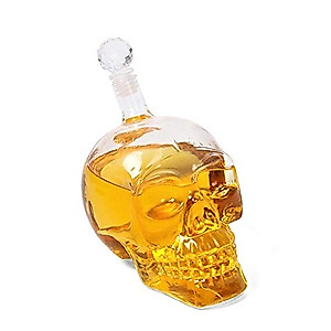 Bargain Crusader Skull Head Vodka Shot Whiskey Wine Drinking Glass Bottle Decanter Skull Shaped Wine Bottle (1, 500ml Decanter)