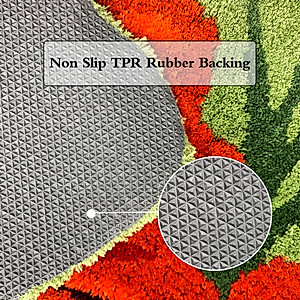 Abeigoi Sunflowers Rugs,Red Floral Thick Floor Carpet Handmade Absorbent Shaggy Rugs Sunflower Shaped Bath Rug for Bedroom Bathroom Shower/Doormat 27.5''x43.3''