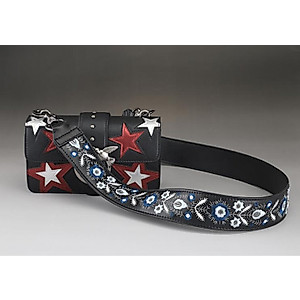 Embroidery Flowers Genuine Leather Handbags Strap HandBag Straps Replacement Shoulder Bag Straps (Black-02)