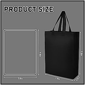 24 Pcs Reusable Totes with Handles Black Tote Bag Kitchen Grocery Bag Fabric Cloth Heavy Duty Shopping Bags (Classic Style)