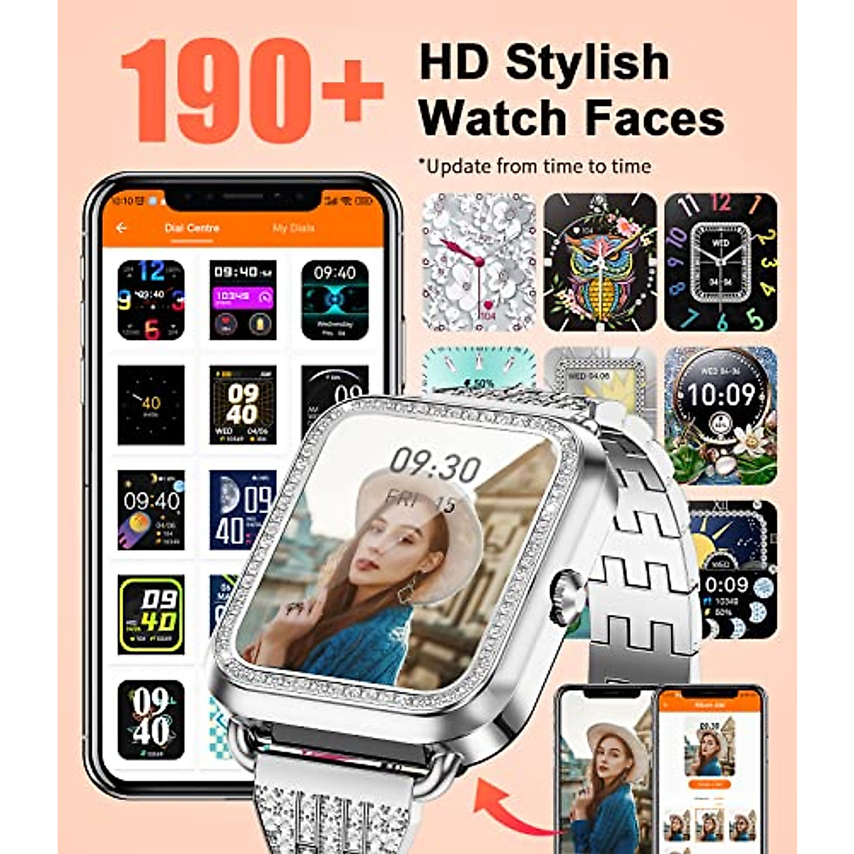 LIGE Smart Watches for Women, 1.57‘’HD Screen Fitness Watch with 21 Sport Modes/Heart Rate/Blood Pressure Monitor/Sleep Tracker, Smartwatch with Text and Call, IP67 Smart Watch for Android iOS, Silver