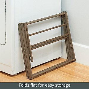 mDesign Bamboo Clothes Drying Rack - Collapsible, Foldable Wooden Laundry Drying Rack - Compact and Portable Indoor or Outdoor Air Dry Rack for Clothes and Delicates - Echo Collection - Gray