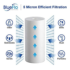 10" x 4.5" Whole House Sediment Water Filter, 5 Micron 10-inch Big Water Filter Replacement Cartridge Compatible with W15-PR, DGD-5005, FP15B, HD-950A, GXWH35F, GXWH30C, 2 Pack