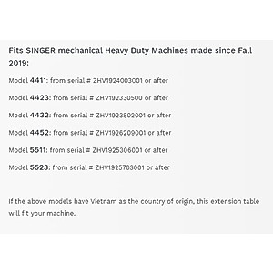 Singer 4411, 4423, 4432, and 4452 Mechanical Heavy Duty Sewing Machines Extension Table, Gray
