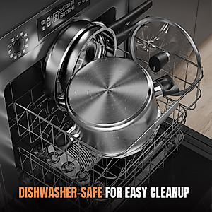 ASKSCICI Stainless Steel Pots and Pans Set, 14-Piece Kitchen Cookware Set with Stay-Cool Handle, Non-Toxic, Dishwasher Safe & Compatible with All Stovetops (Gas, Electric & Induction)