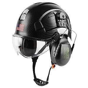 Safety Helmet Hard Hat with Visor and Ear Protection Adjustable Lightweight Vented ABS Work Helmet for Men and Women 6-Point Suspension ANSI Z89.1 Approved Ideal for Industrial & Construction