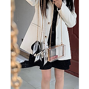 AWXZOM 2pack acrylic clutch purse, clear purse stadium approved, Crossbody Shoulder Evening Handbag, clear purse concert approved, clear box purse ita purse its bag