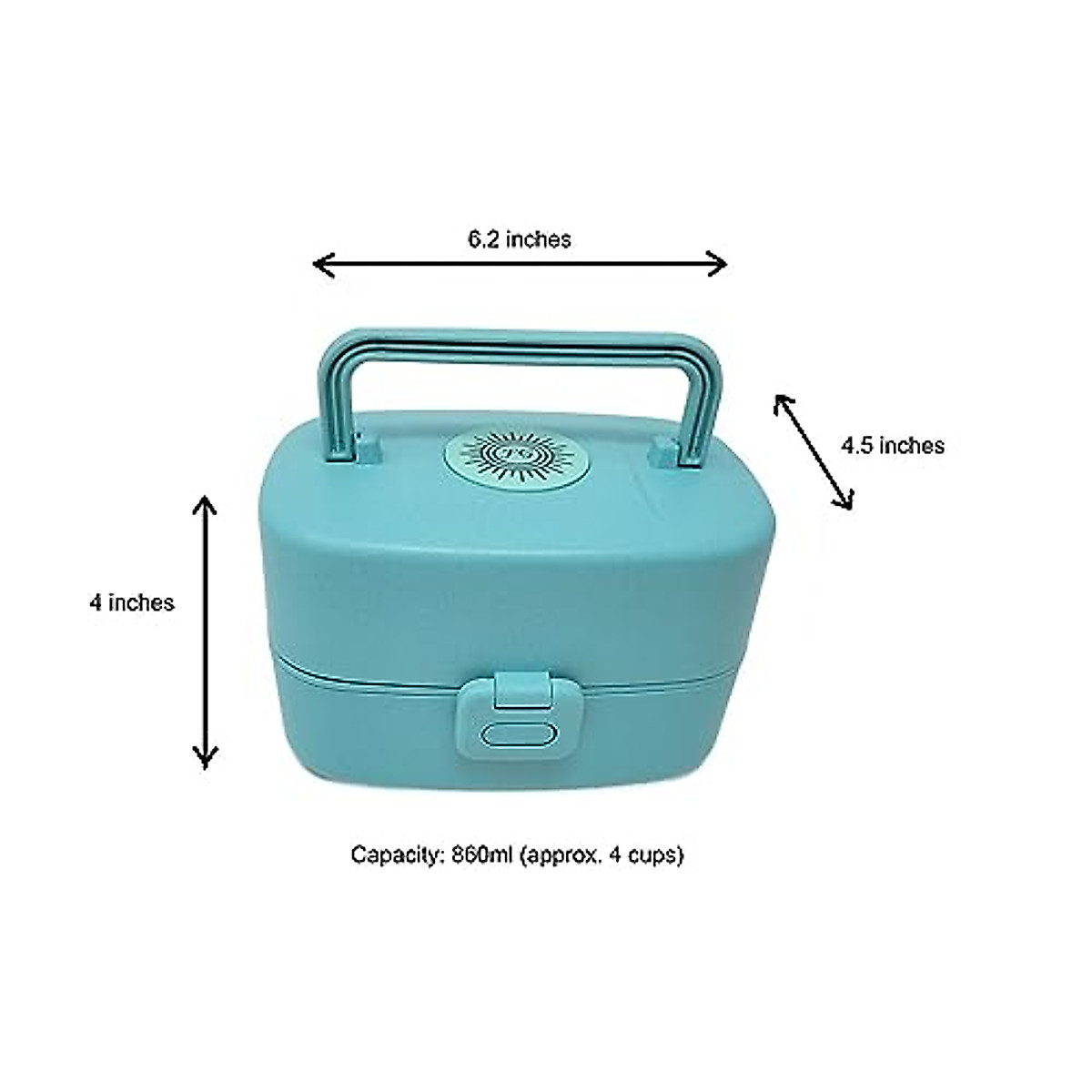 Flatbush Goods Kids Wheat Straw 2 layer Bento Lunch Box with Handle, 3 Compartments, 2 Utensils, and 2 Leakproof Cups, Eco-Friendly, Sustainable and Dishwasher Safe (Blue)