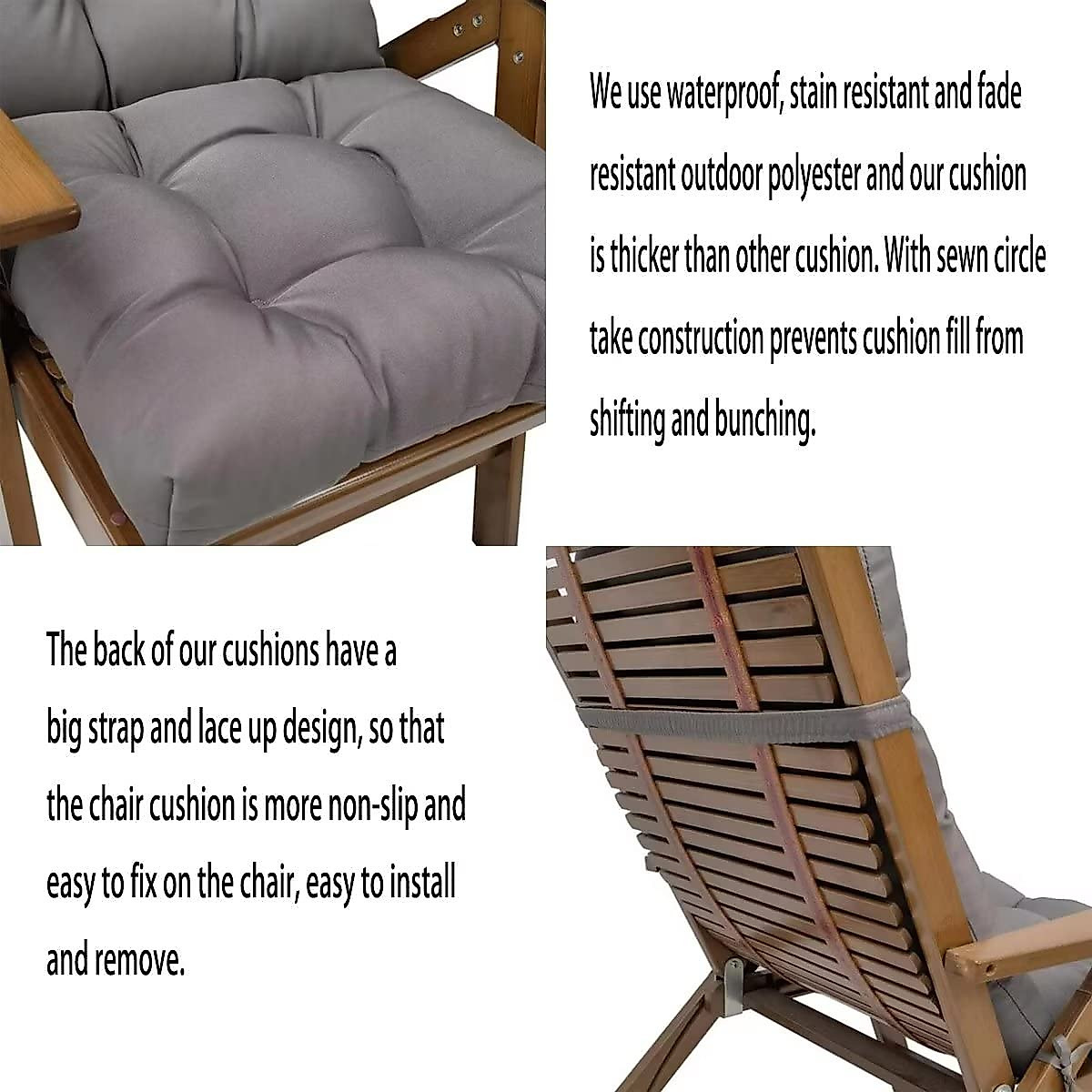 Yefound Patio Chair Cushion for Adirondack,Tufted High Back Outdoor Rocking Chair Cushion, High Back Waterproof Outdoor Indoor Seat Cushion, Teal