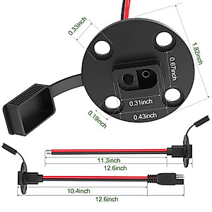 OYMSAE SAE Power Socket Sidewall Port Quick Connect Solar Panel Flush Mount Connector Plug Cable 12AWG SAE Connector Cable with 8 Screws for Solar Generator Battery Charger (2 Pack)