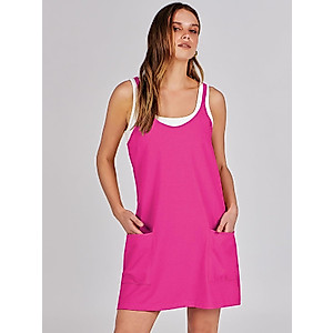 ANRABESS Women Summer Mini Romper Dress Workout Tennis Active Sports Athletic Outfits Built in Shorts Trendy Vacation Hot Pink X-Large