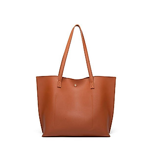 Dreubea Women's Soft Faux Leather Tote Shoulder Bag from, Big Capacity Tassel Handbag Brown New