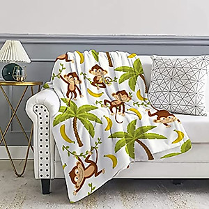 Citrasena Flannel Fleece Super Soft Cozy Blanket Monkey Banana Lightweight Warm Throw Blanket for Couch Living Room Bed Sofa Travel 50"x40" for Kid