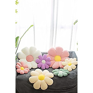 Cekilovs Flower Pillow,Flower Floor Pillow Flower Shaped Pillow Flower Cushion Flower Throw Pillow,Luxurious Bedroom Sofa Seating Cushion Plush Pillow(Green,15.7'')