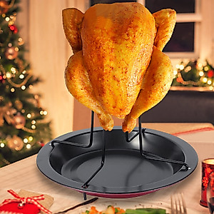 Yuecoom Roast Chicken Dish, Chicken Roasting Rack, Non-Stick Vertical Chicken Cooking Grill Rack with Pan Roasting BBQ Party Roaster Tray