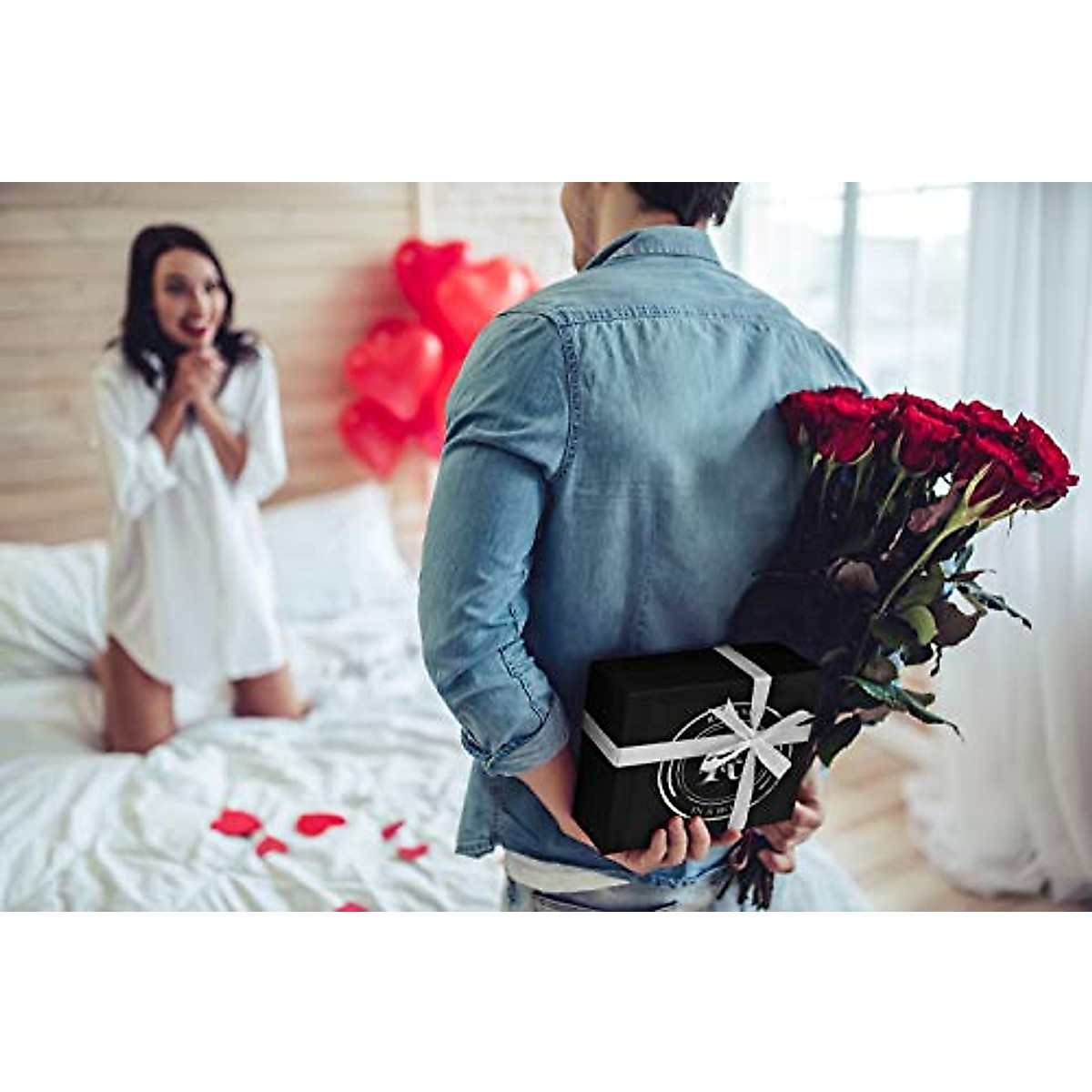 Romance Helpers Romance-in-a-Box Romantic Gift Box Romantic Decorations for Special Night | Romantic Basket with Candles and Rose Petals