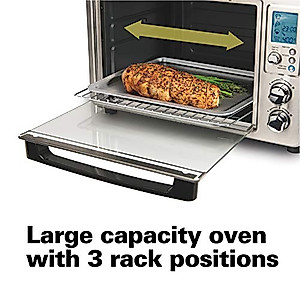 Hamilton Beach 31190C Digital Display Countertop Convection Toaster Oven with Rotisserie, Large 6-Slice, Stainless Steel