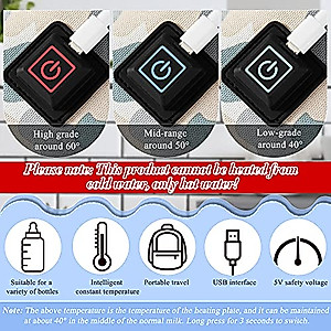 Hohean 2 Pieces Portable Car Travel Bottle Warmer USB Milk Heat Keeper Baby Bottle Warmer with 2 Pieces USB Data Cables Infant Bottle for Indoor, Outdoor, Traveling, Driving (Vivid Style)